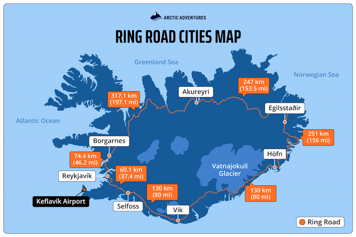 Iceland Ring Road Map With Main Attractions (Downloadable)
